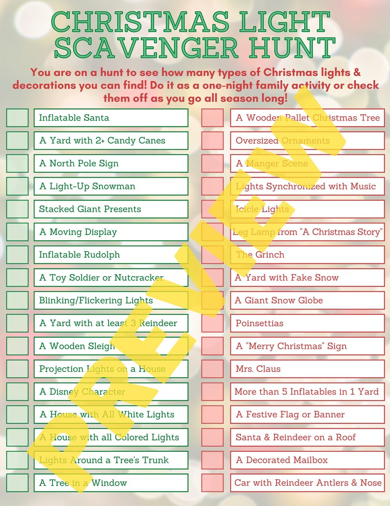 Christmas Light Scavenger Hunt - Etsy
