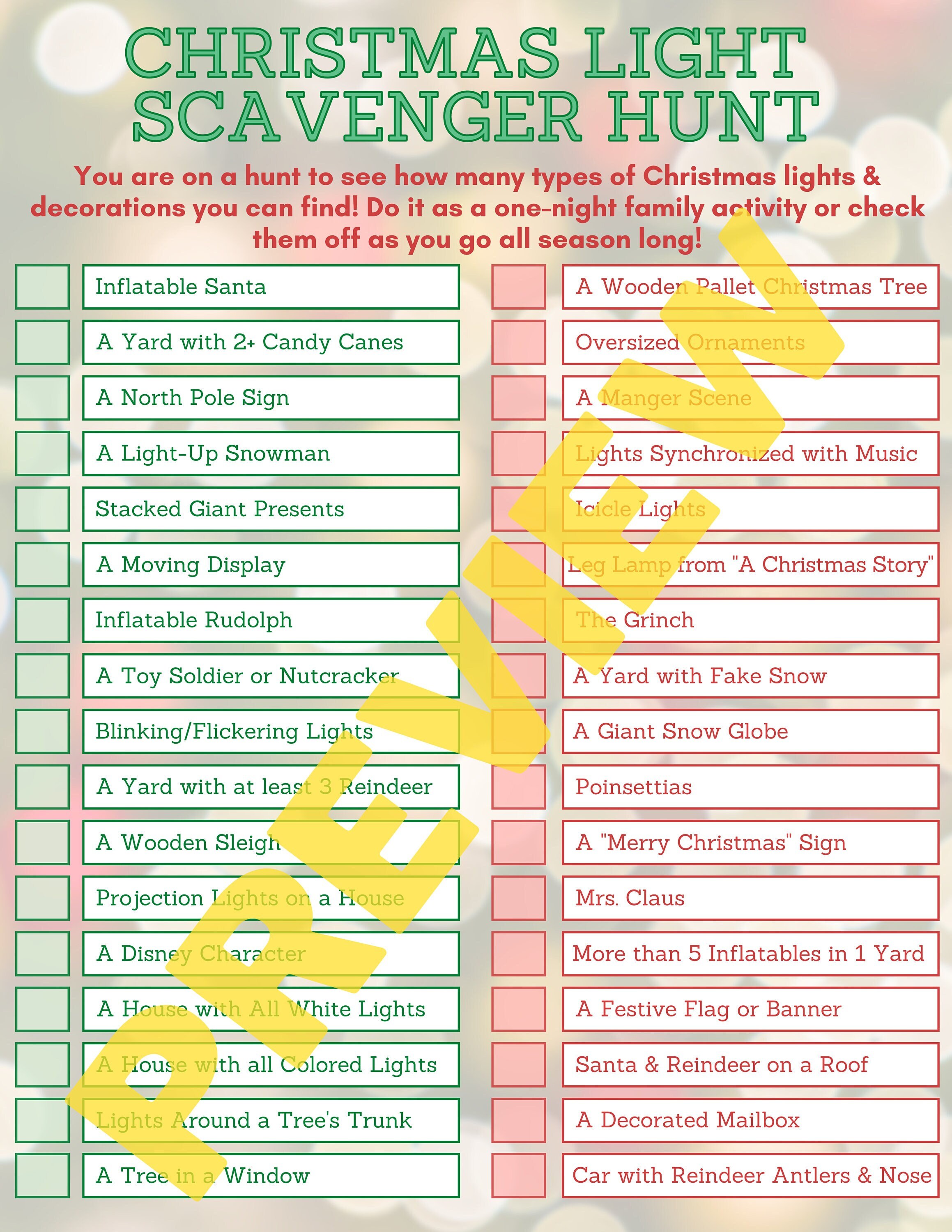 Christmas Light Scavenger Hunt - Etsy