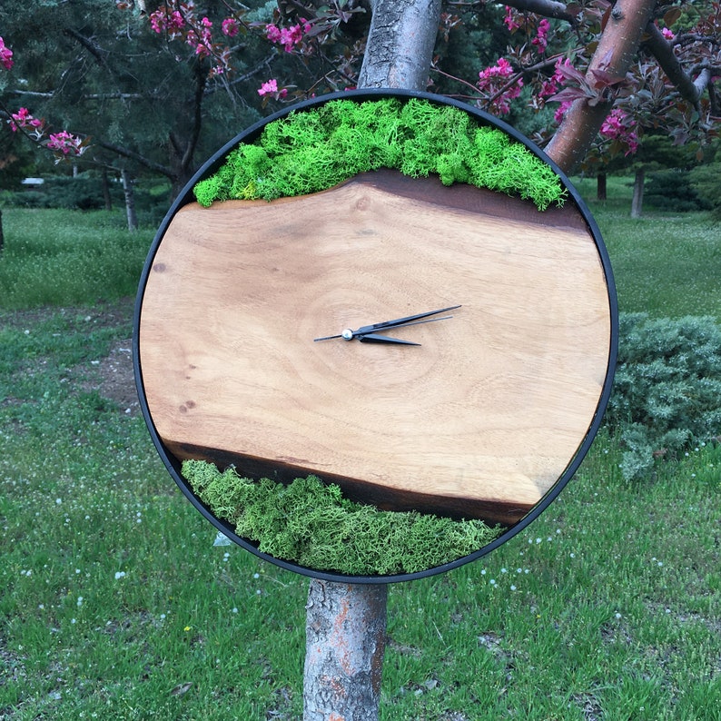 Moss Wall Clock Wood Wall Art Moss Wall Decor Star Green - Etsy