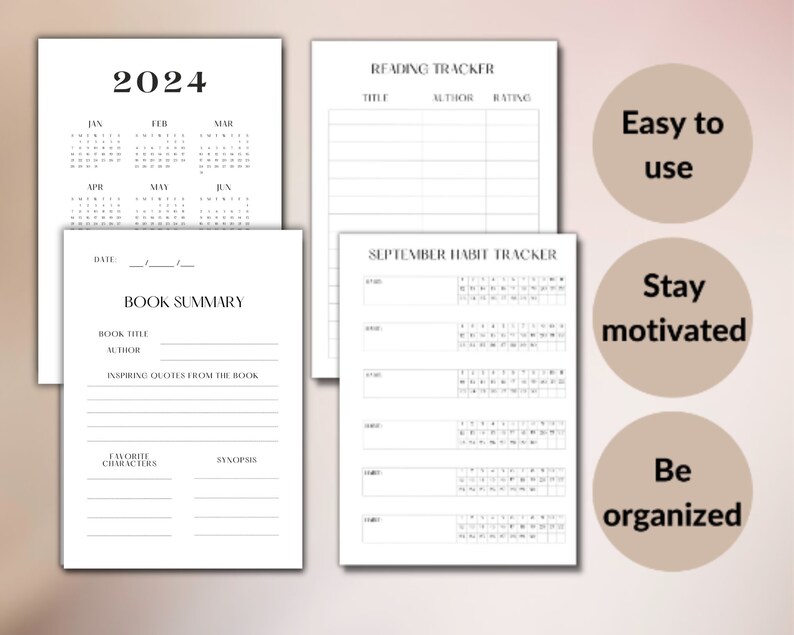2024 Printable Planner Bundle, Minimalist Year Planner, Budget Tracker ...