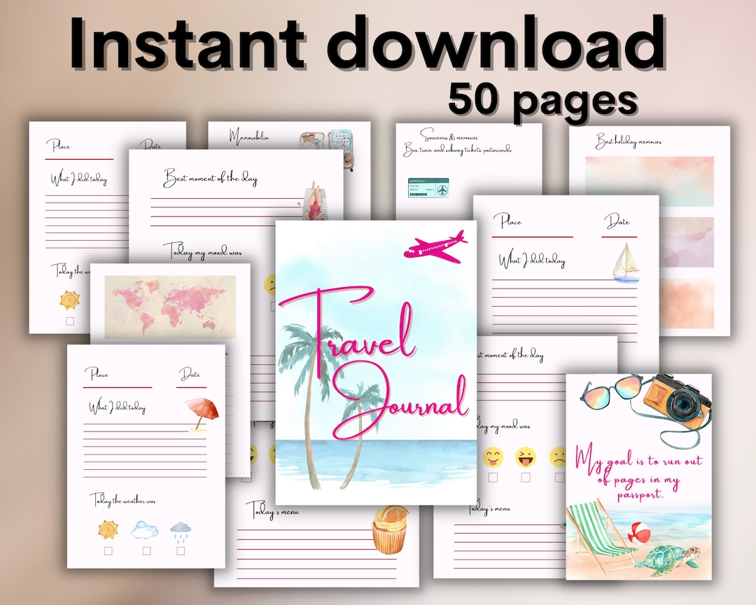 Travel Journal Printable, Travel Diary, Trip Itinerary, Custom Made ...