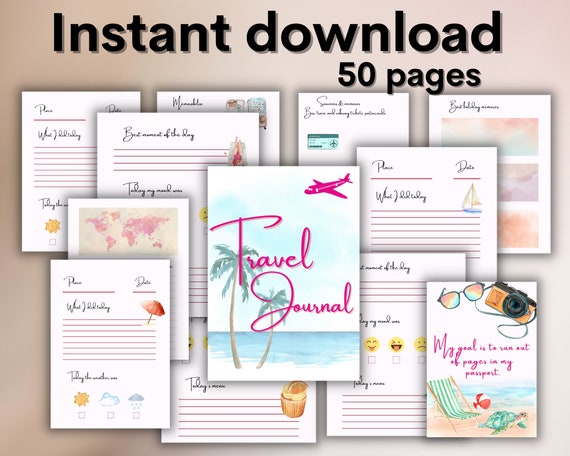 Travel Journal Printable Travel Diary Trip Itinerary Custom - Etsy