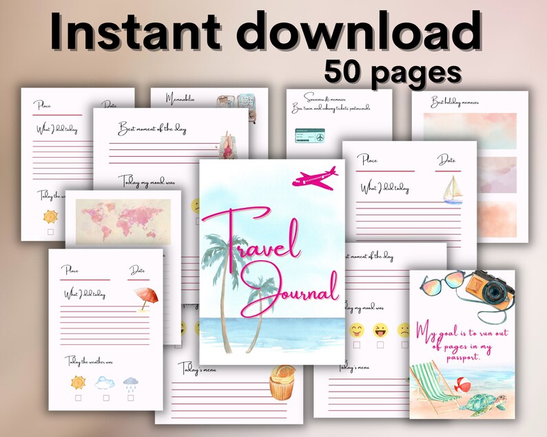 Travel Journal Printable, Travel Diary, Trip Itinerary, Custom Made ...