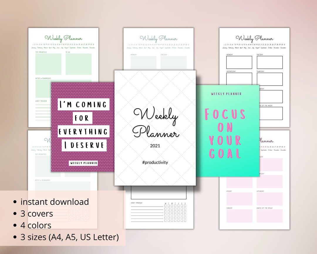 Weekly Planner Printable, Productivity Planner, Weekly Schedule ...