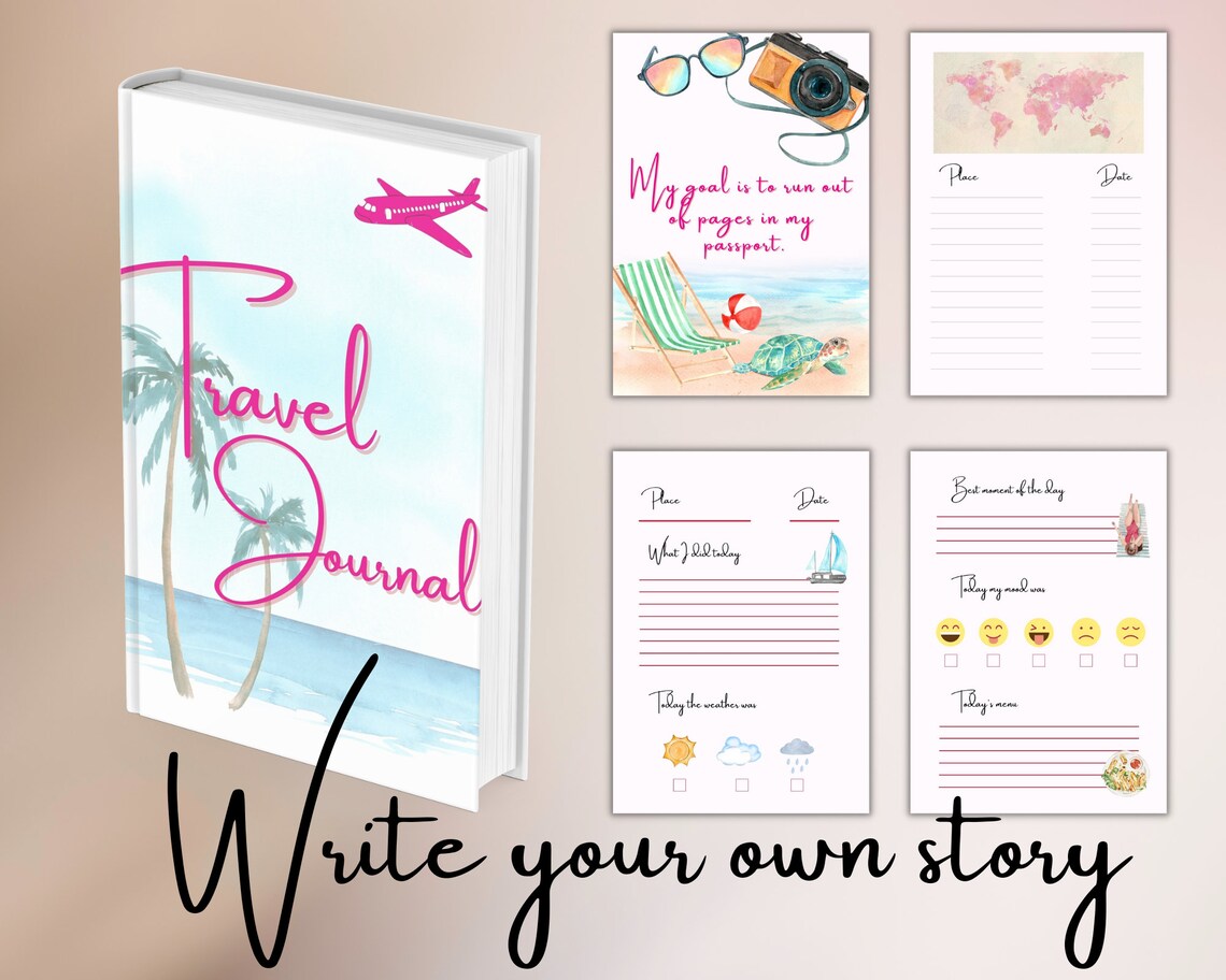 Travel Journal Printable, Travel Diary, Trip Itinerary, Custom Made ...