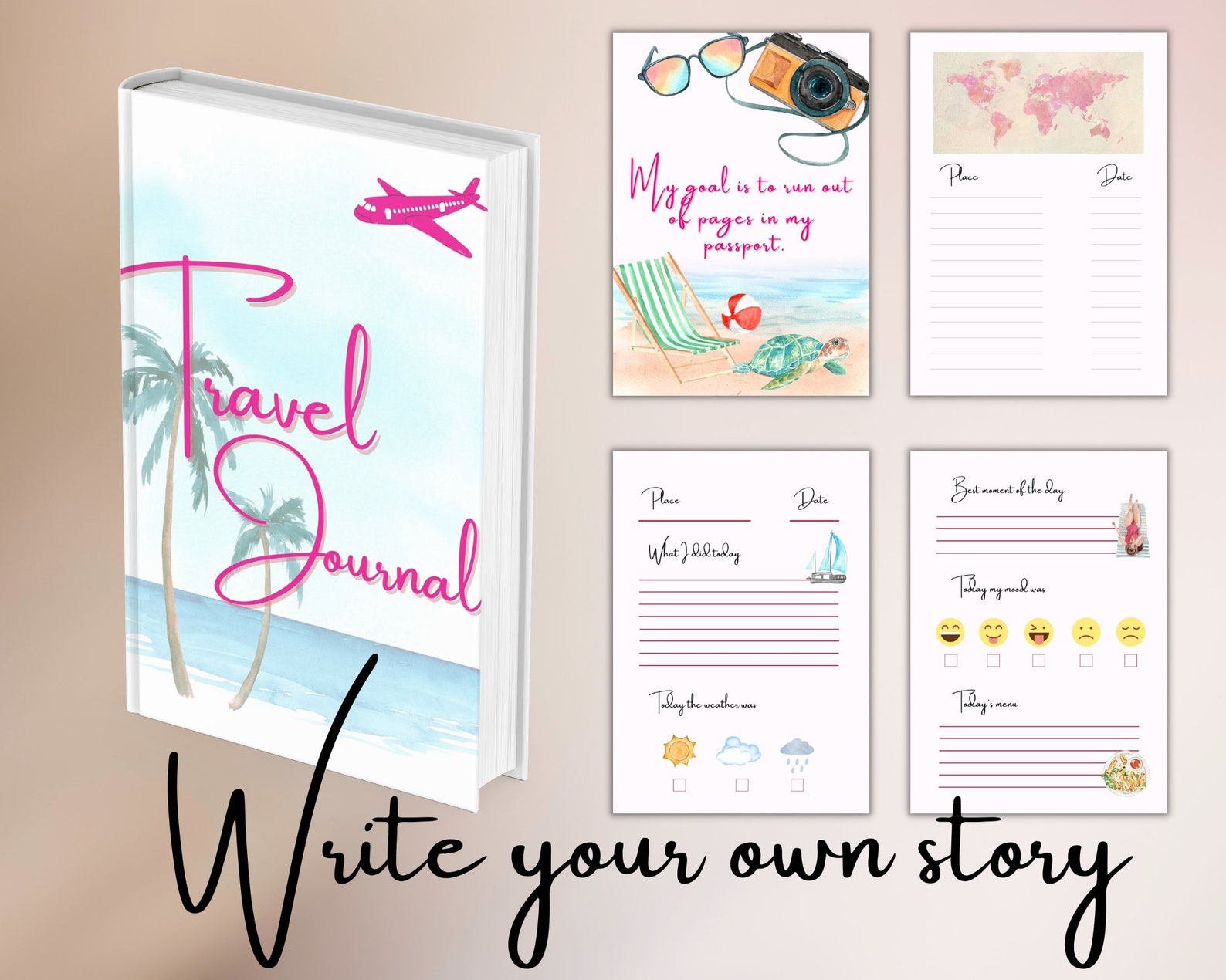 Travel Journal Printable, Travel Diary, Trip Itinerary, Custom Made ...