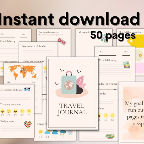 Travel Journal Printable Travel Diary Trip Itinerary Travel - Etsy