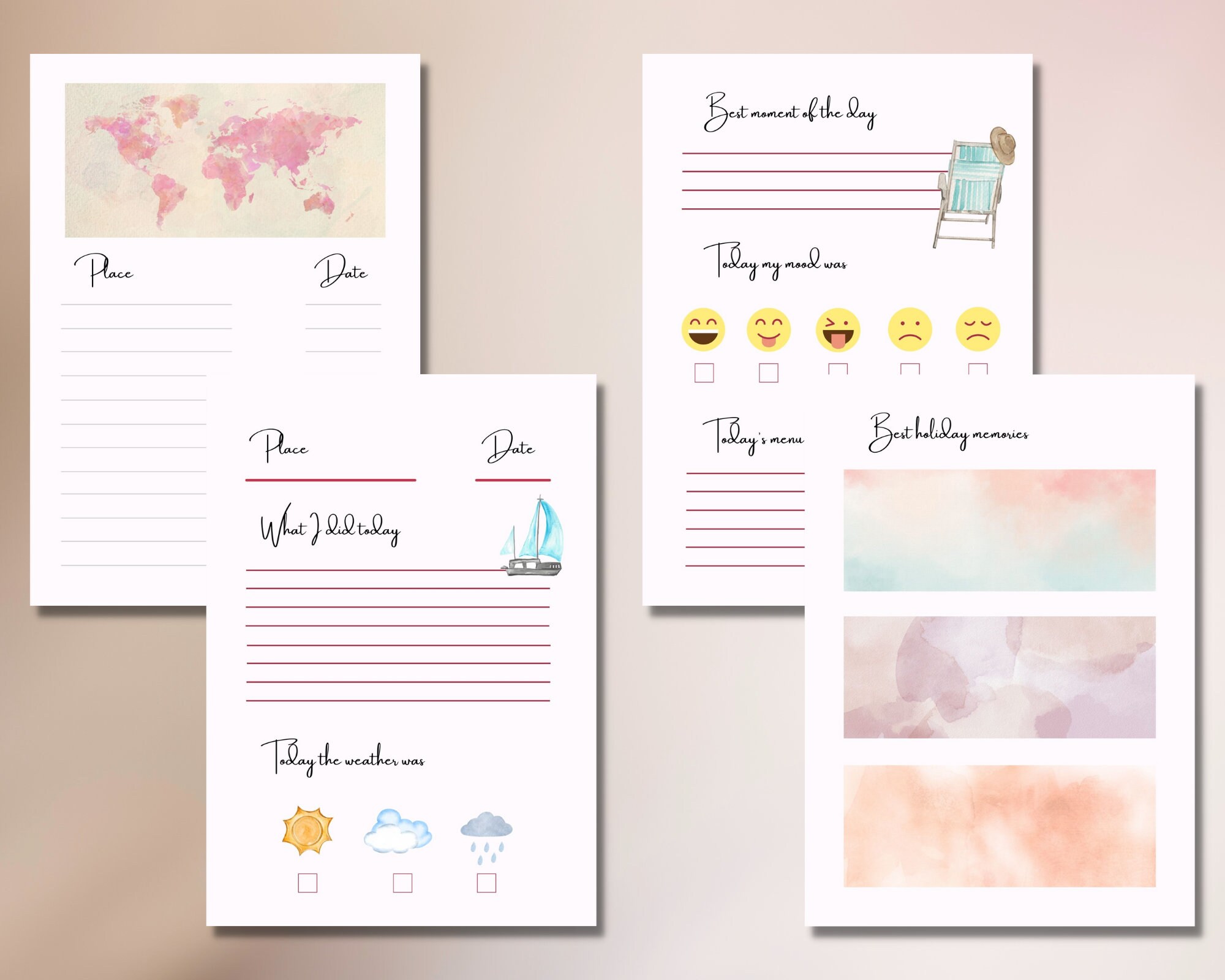 Travel Journal Printable, Travel Diary, Trip Itinerary, Custom Made ...