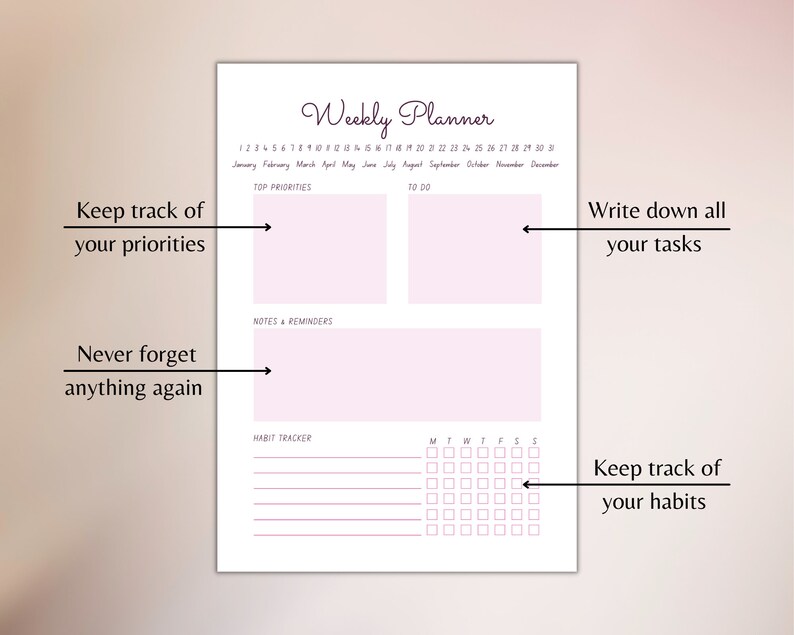 Weekly Planner Printable, Productivity Planner, Weekly Schedule ...