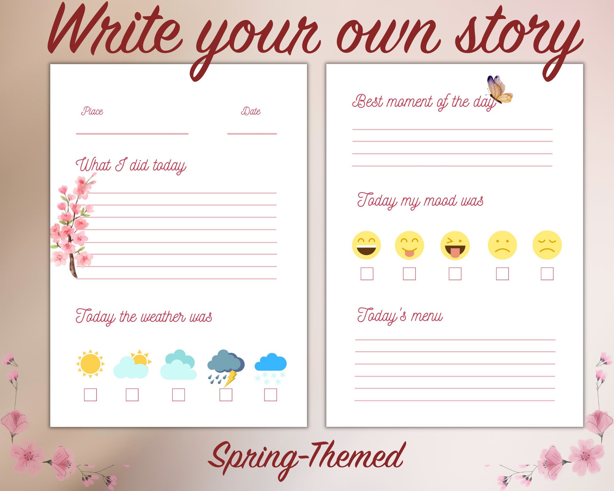 Spring Travel Journal Printable, Travel Diary, Trip Itinerary, Travel ...