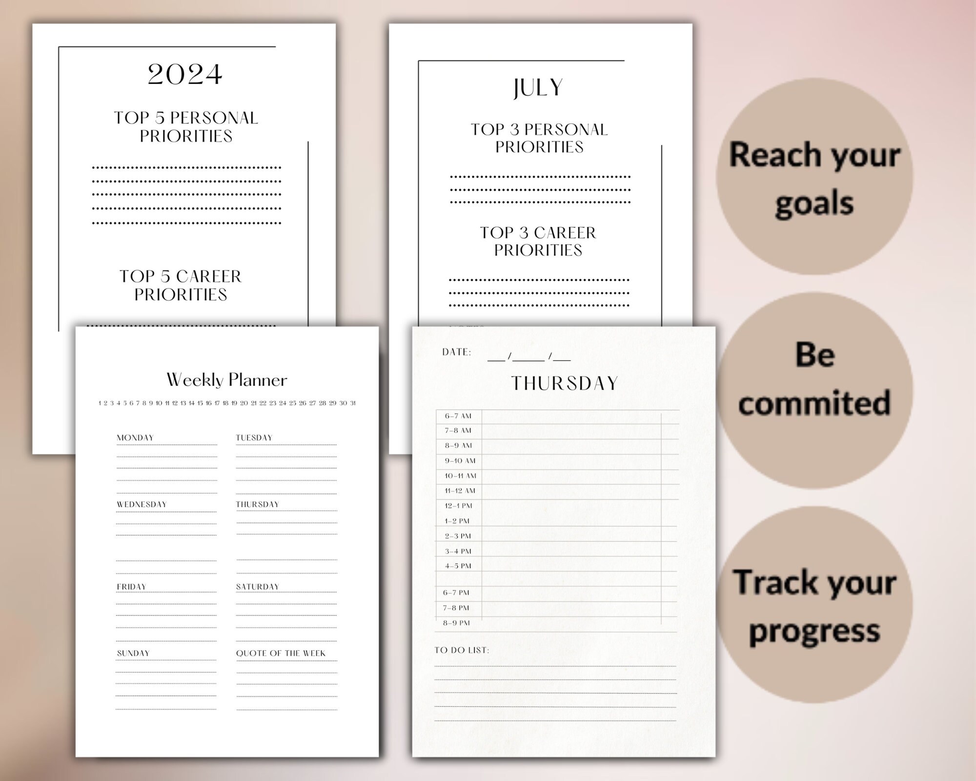 2024 Printable Planner Bundle, Minimalist Year Planner, Budget Tracker ...