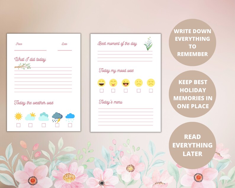 Spring Travel Journal Printable, Travel Diary, Trip Itinerary, Travel ...