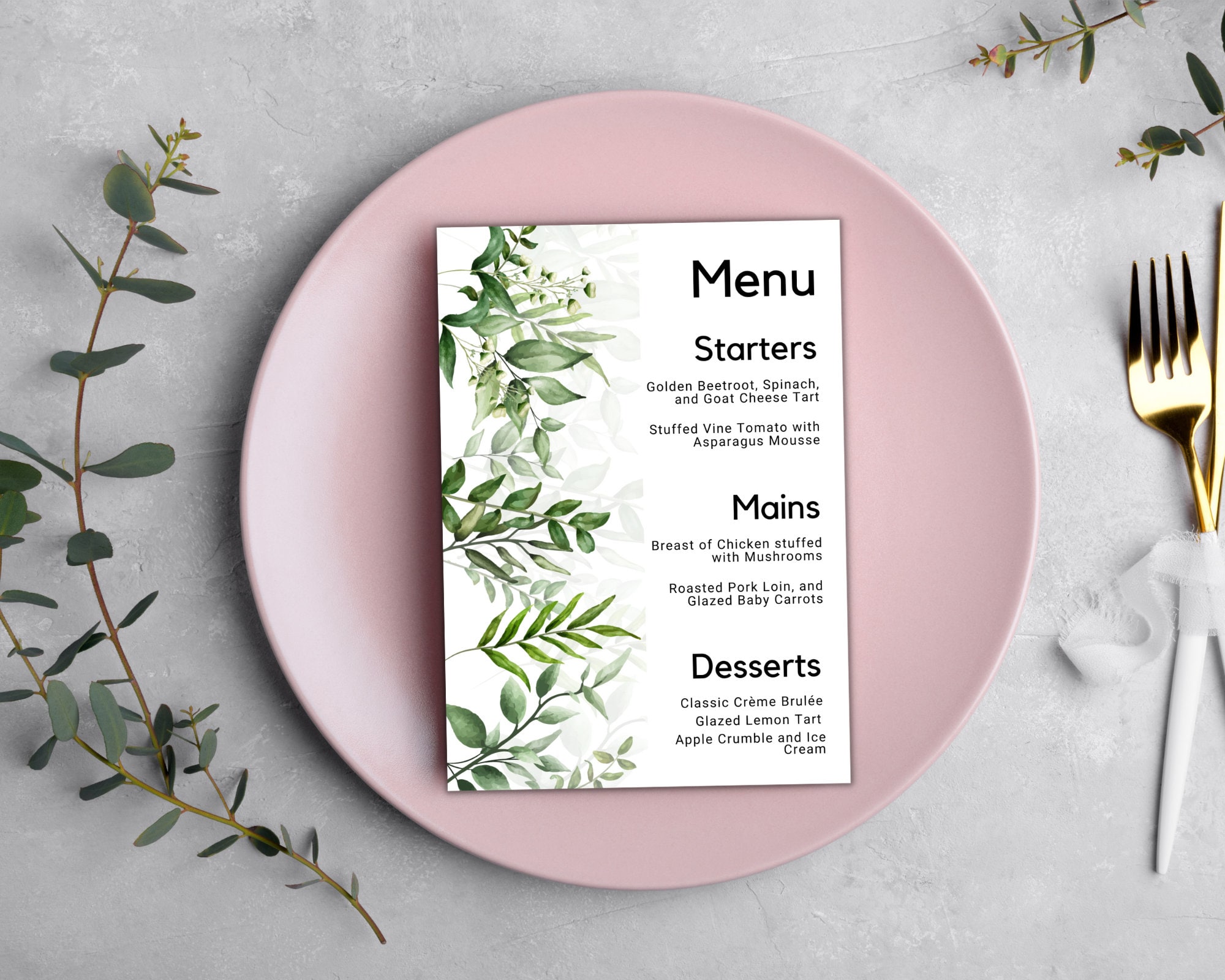 Wedding Menu Template Wedding Table Menu Menu Cards for - Etsy