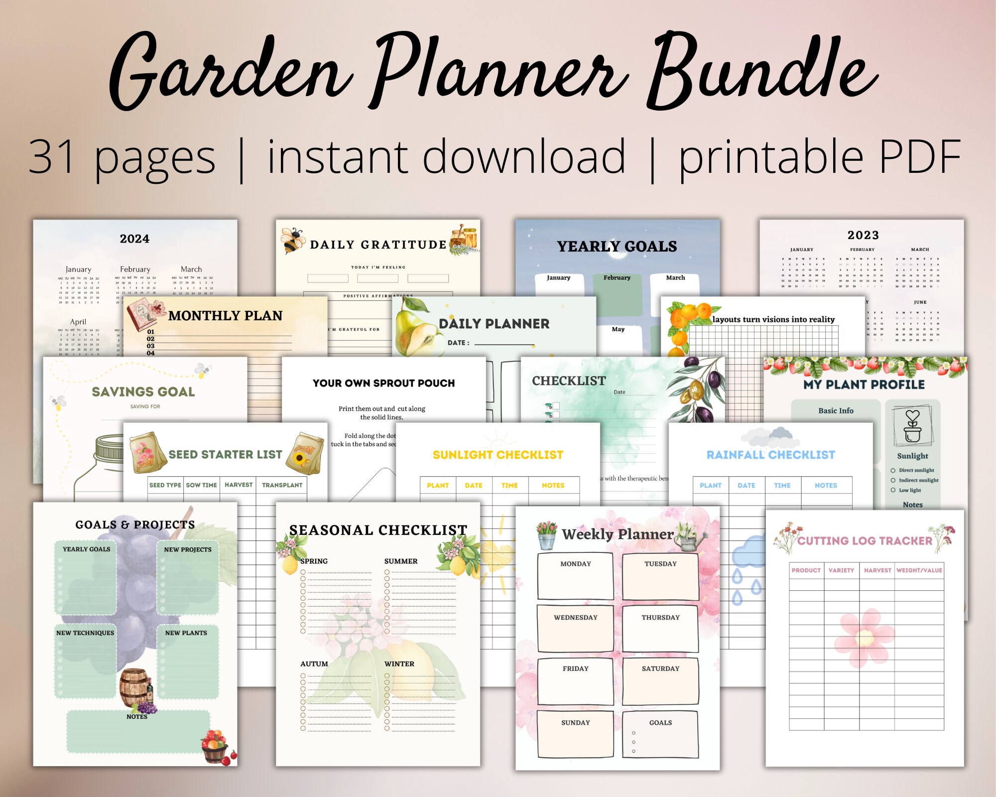 Gardening Planner Printable Bundle, Garden Planner, Garden Journal ...
