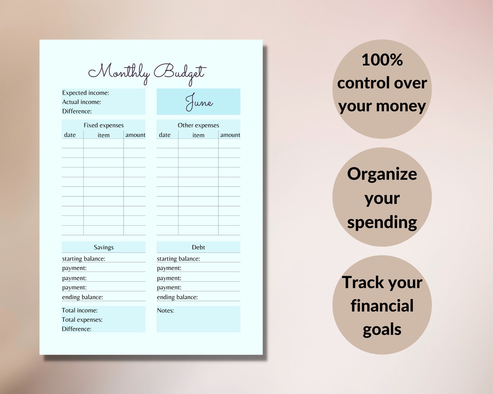 Monthly Budget Planner Printable, Financial Planner Printable, Debt ...