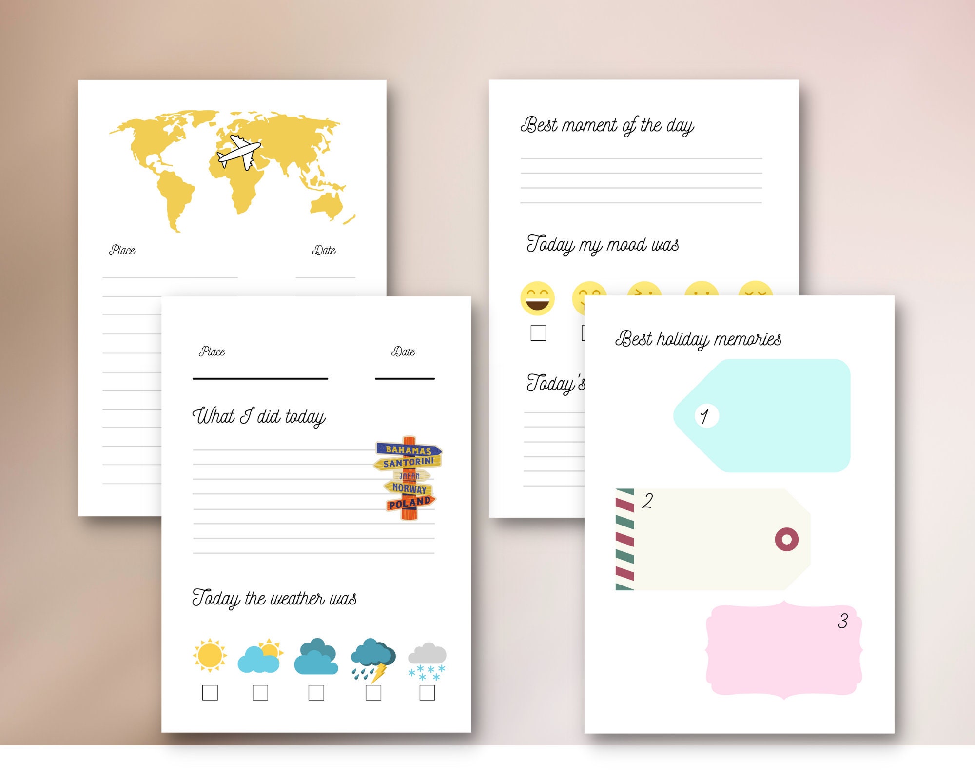 Travel Journal Printable, Travel Diary, Trip Itinerary, Travel Gift ...