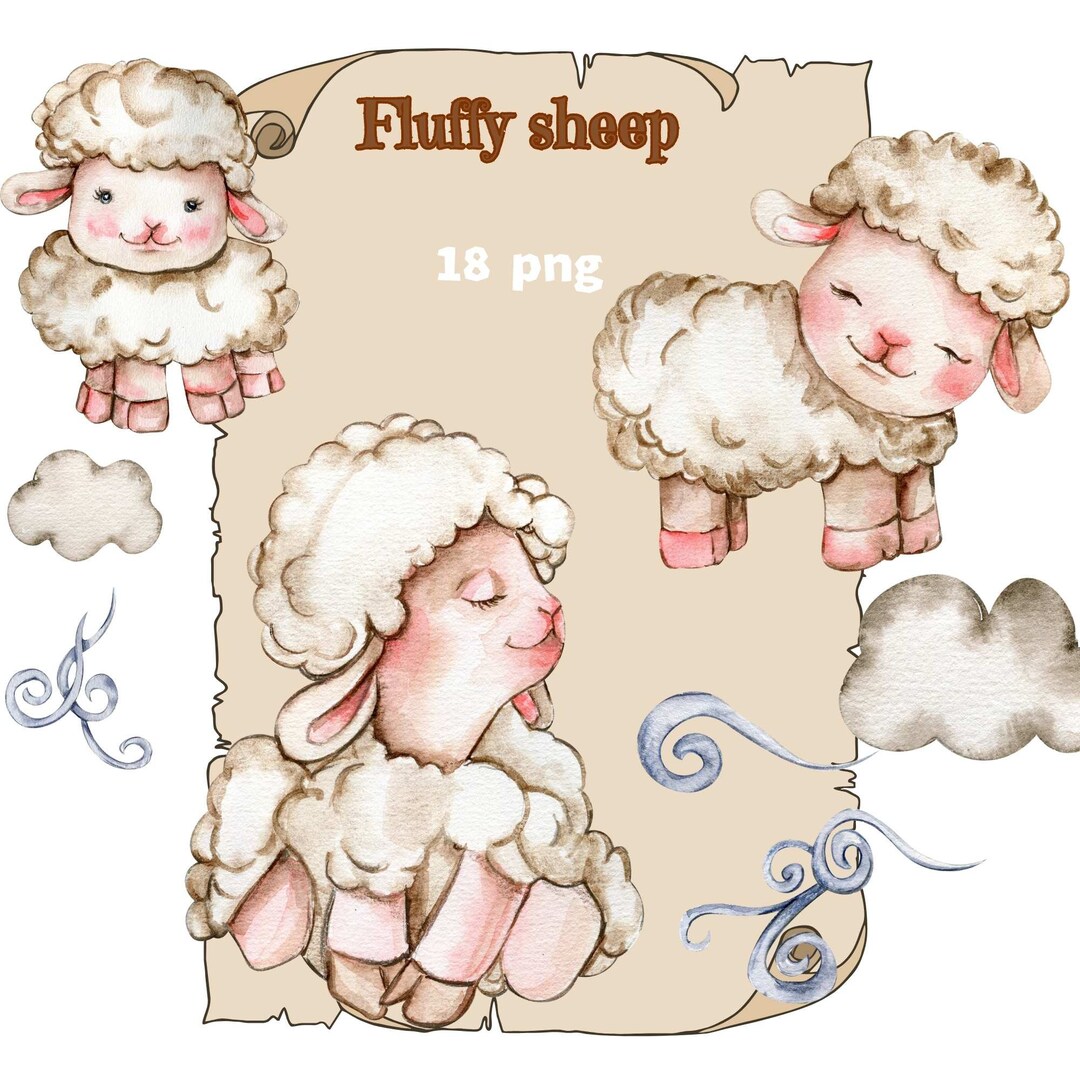 CUTE FLUFFY SHEEP Clipart White Fluffy Sheep Downloadable - Etsy