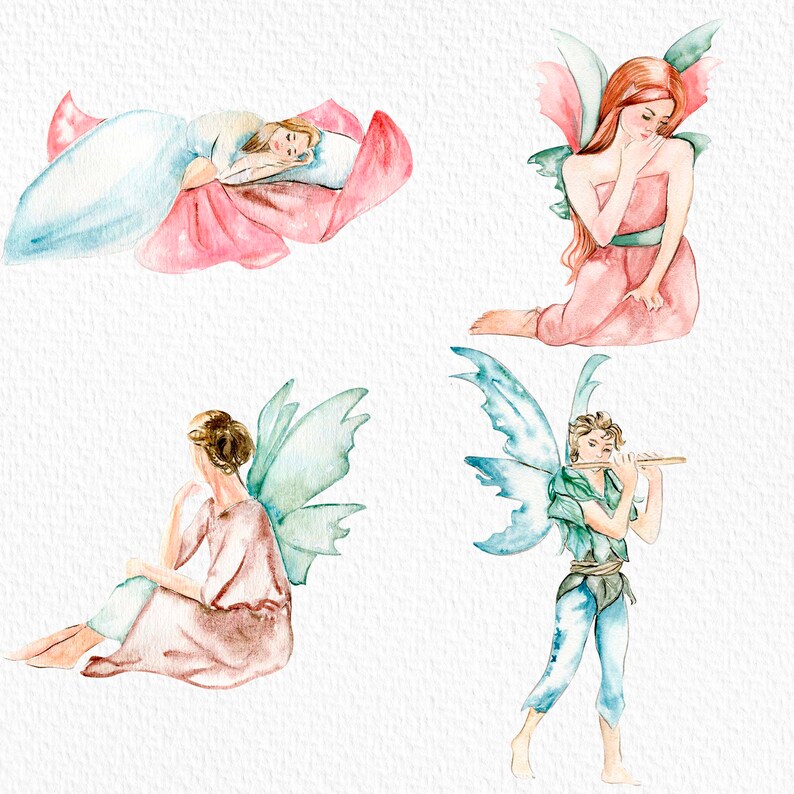 WATERCOLOR THUMBELINA Fairy Tale Clipart,toad, Mole, Mouse, Swallow ...