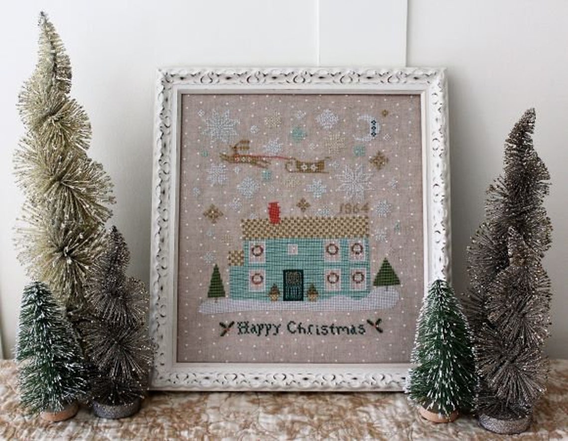 Peppermint House PDF Cross Stitch Pattern Primitive Cross - Etsy
