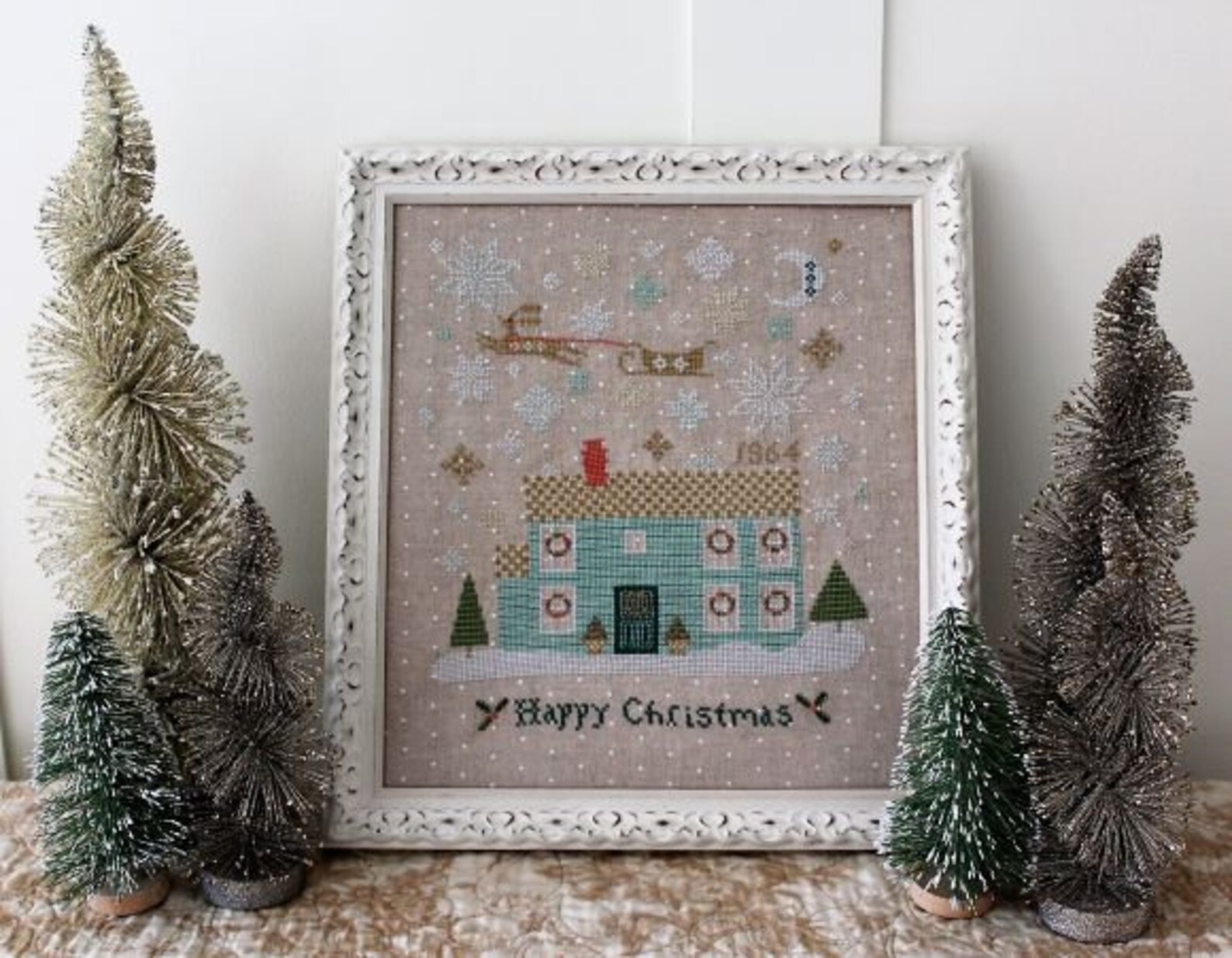 Peppermint House PDF Cross Stitch Pattern Primitive Cross - Etsy