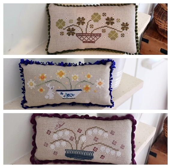 Spring Baskets Primitive Cross Stitch Pattern PDF/DIGITAL - Etsy