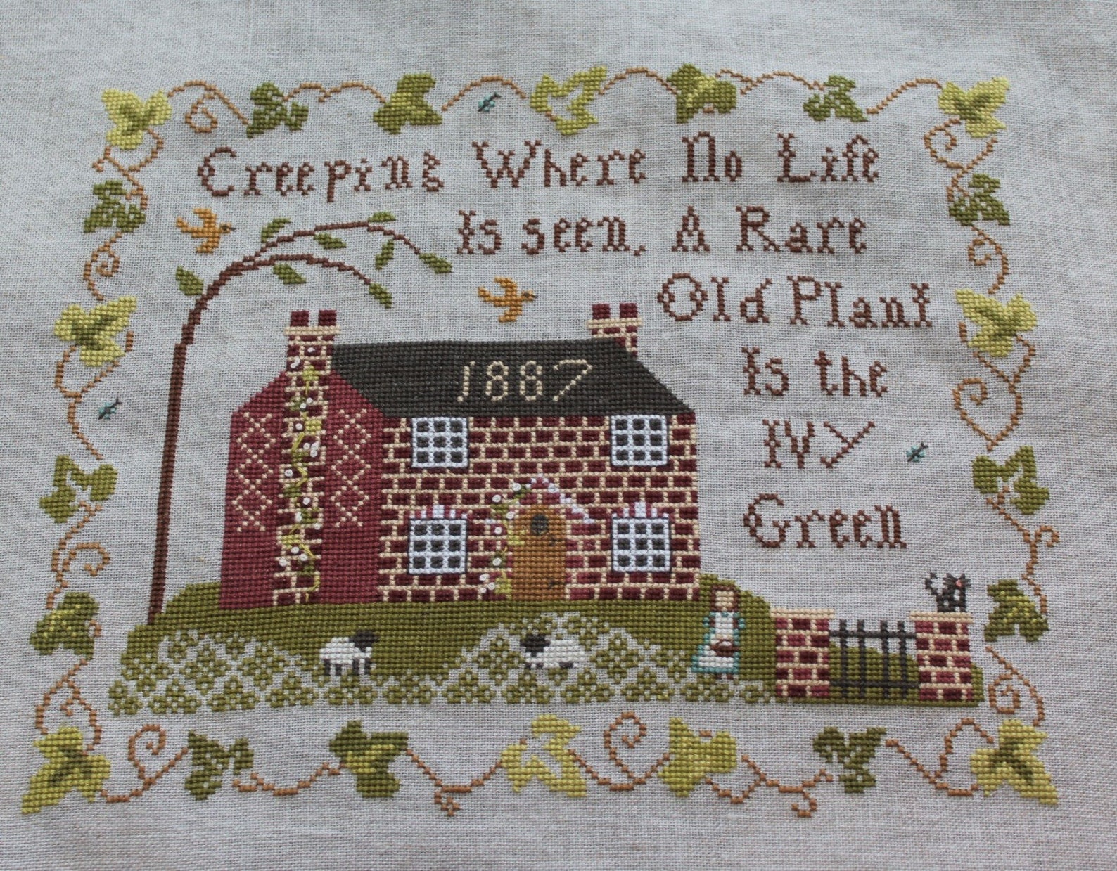 The Ivy Green, PDF/DIGITAL Cross Stitch Pattern, Primitive Cross Stitch ...