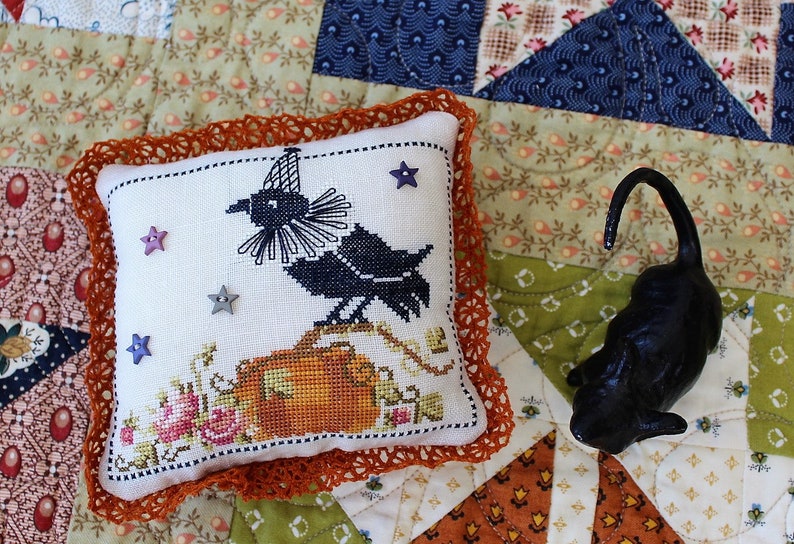 Harlequin Halloween Primitive Cross Stitch Pattern - Etsy