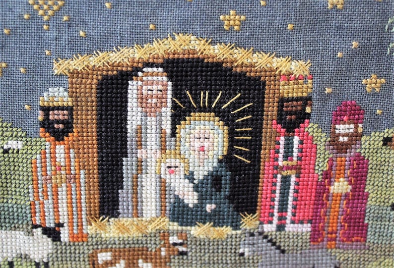 Holy! Holy! Holy! Primitive Cross Stitch Pattern, Nativity Cross Stitch ...