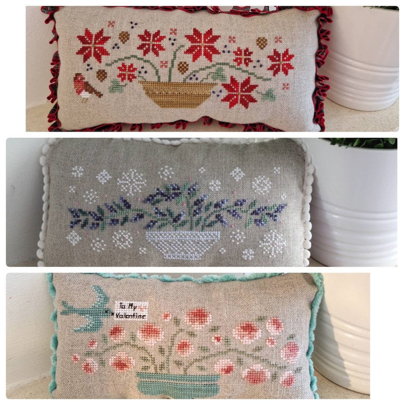 Winter Baskets Primitive Cross Stitch Pattern PDF/DIGITAL - Etsy