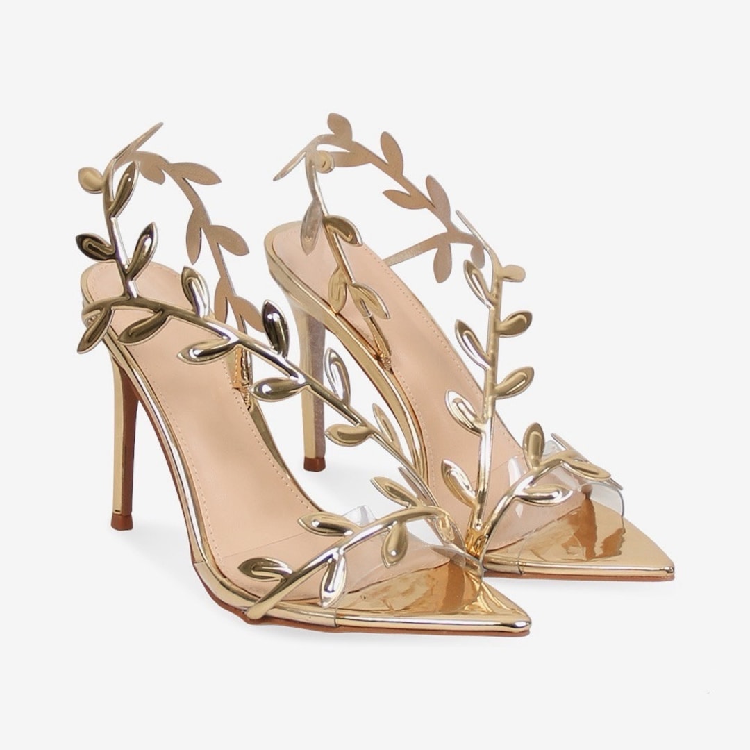 Women’s Leaf Wrap Around Stiletto High Heeled Open Toe Sandals in ...