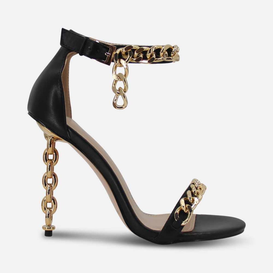 Women's Ankle Strap Chain Linked Gold Detail High Heel - Etsy