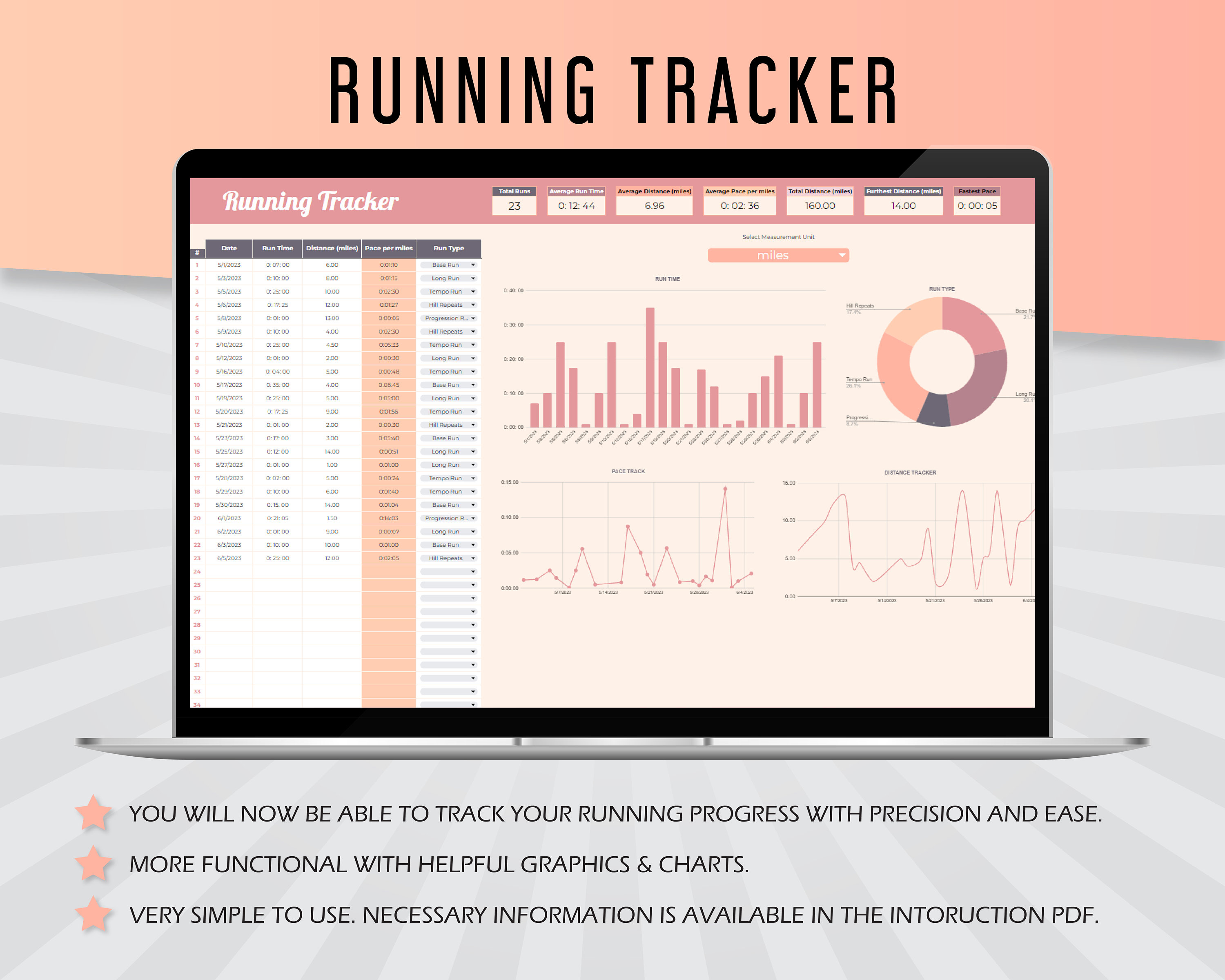 Running Log, Fitness Tracker, Activity Sheet, Workout Statistics ...