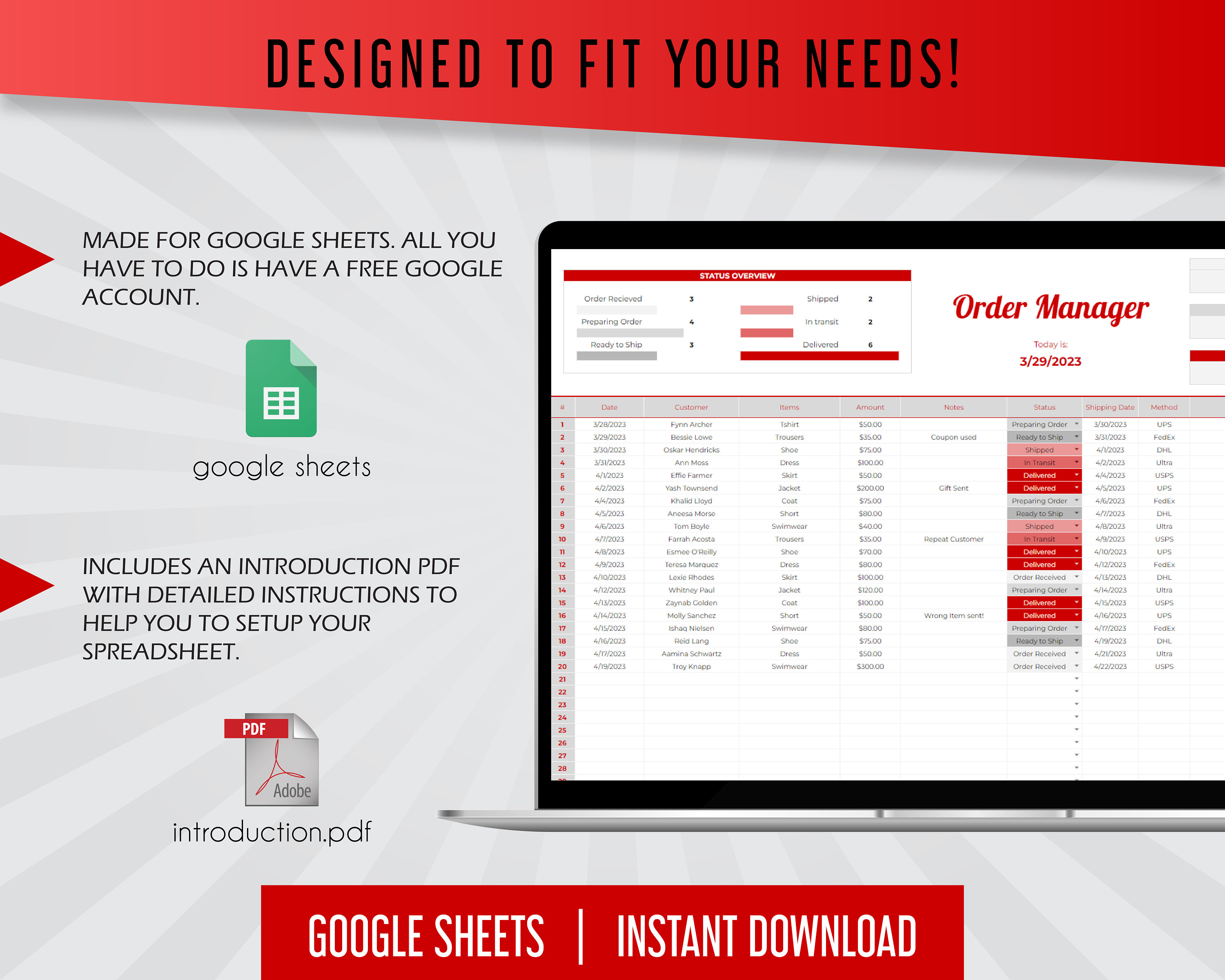 Order Tracker, Order Log, Order Sheet, Small Business, Business ...