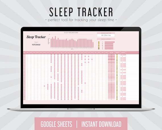 Sleep Tracker Sleep Trackers Google Sheets Daily Sleep - Etsy