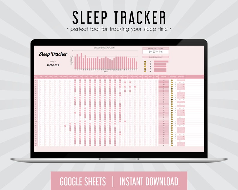 Sleep Tracker, Sleep Trackers, Google Sheets, Daily Sleep Tracker ...