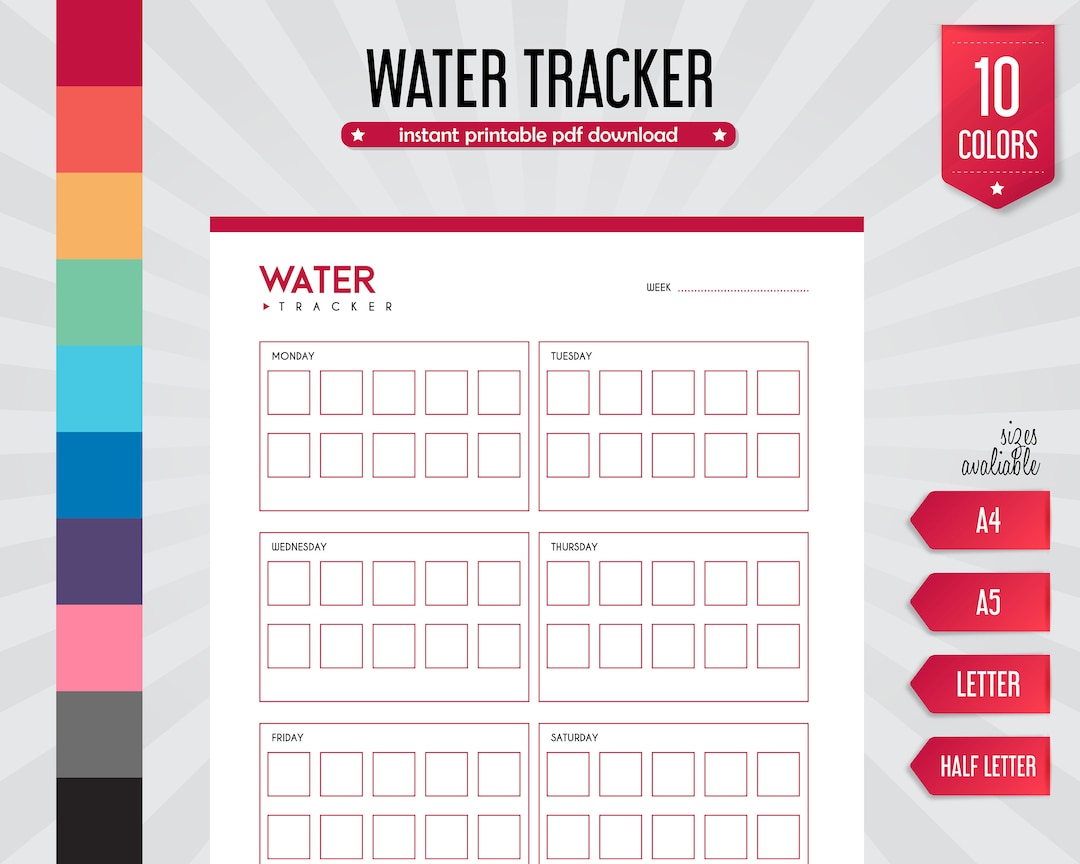 Hydration Log, Water Diary, Drink Tracker, Water Intake, Hydration ...