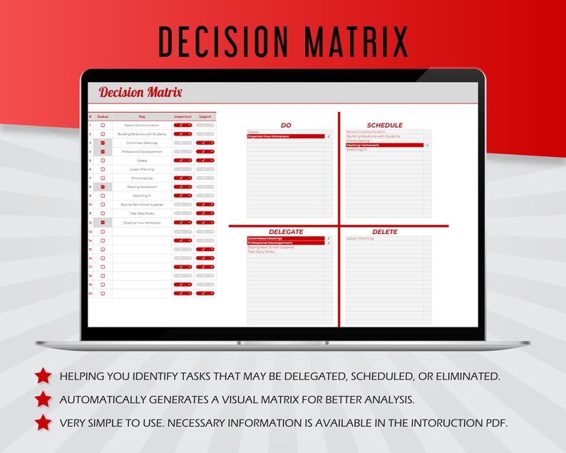 Decision Matrix, Task Prioritization, Strategic Tool, Time Allocation ...