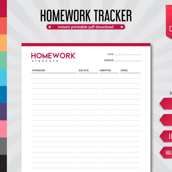 Middle School Assignment Tracker - Etsy