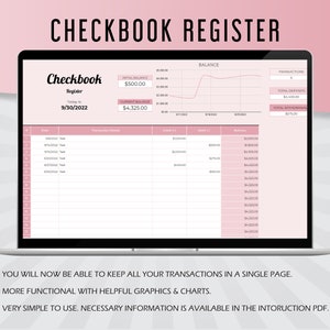 Checkbook Register, Expense Spreadsheet, Spending Tracker, Spending ...