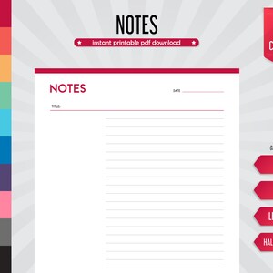 Notes Page Printable, Lined Notes, Writing Paper, Note Template, Note ...