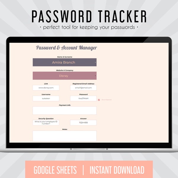 Password Tracker - Etsy