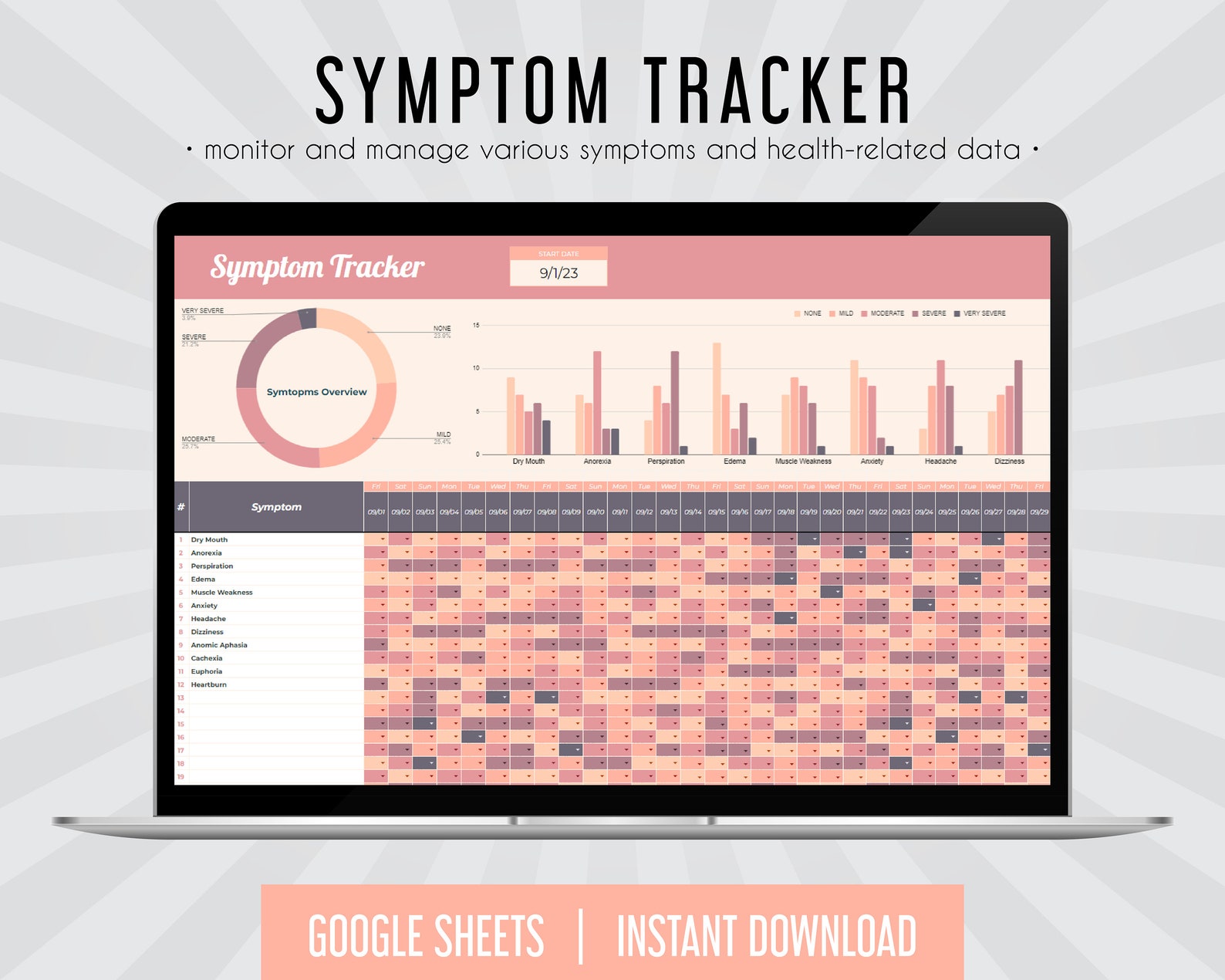 Symptom Tracker, Symptoms Journal, Medical Log, Symptom Progress ...