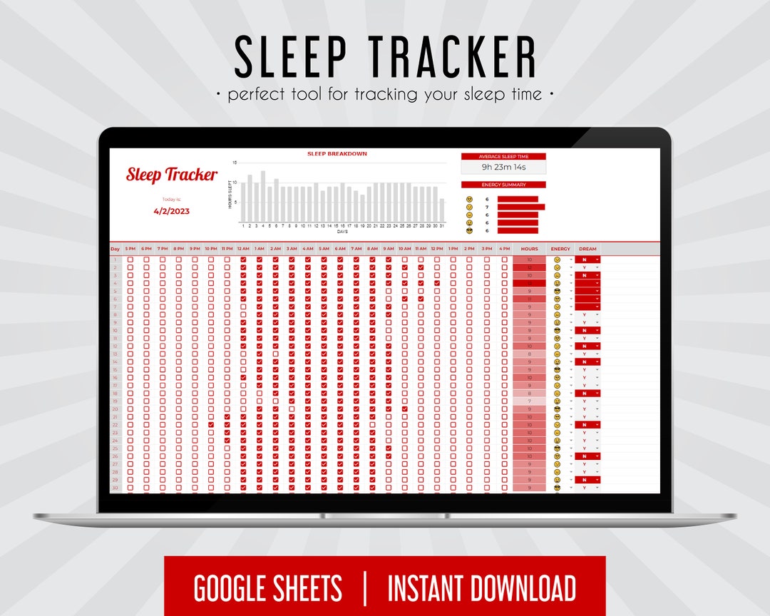 Sleep Tracker, Sleep Trackers, Sleep Spreadsheet, Sleep Tracker Google ...