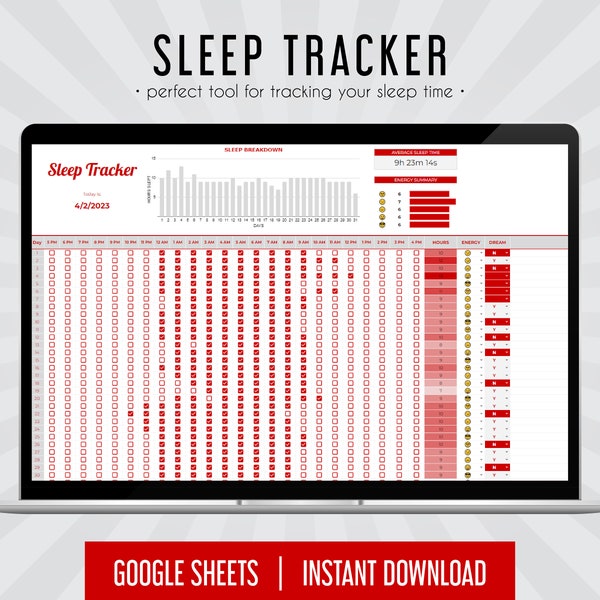 Sleep Tracker Excel - Etsy