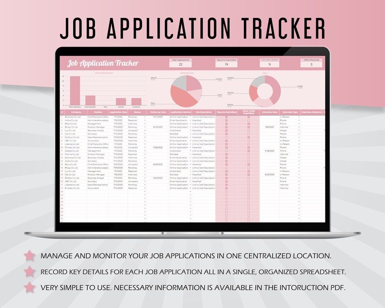 Job Application Log, Career Tracker, Interview Organizer, Employment ...