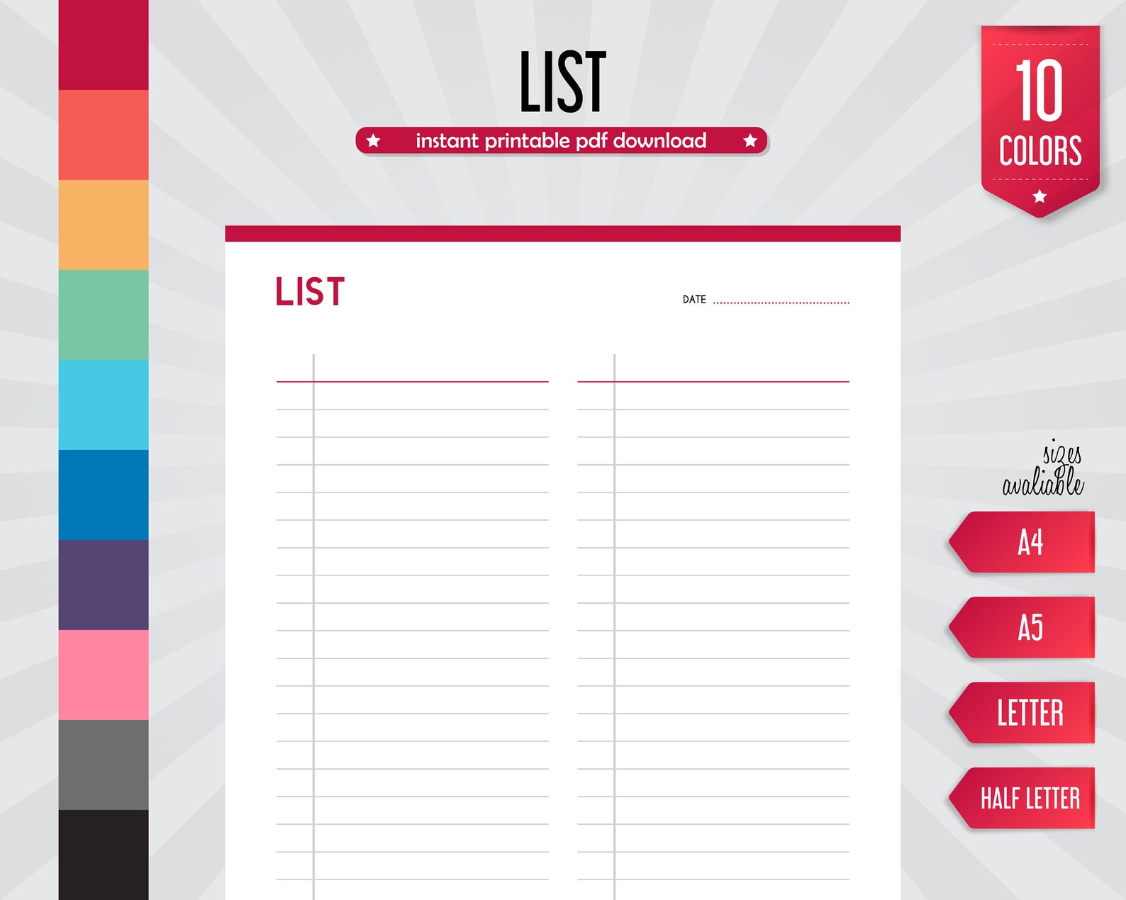 List, Printable List, Task Organizer, To-do List, Productivity Tool ...