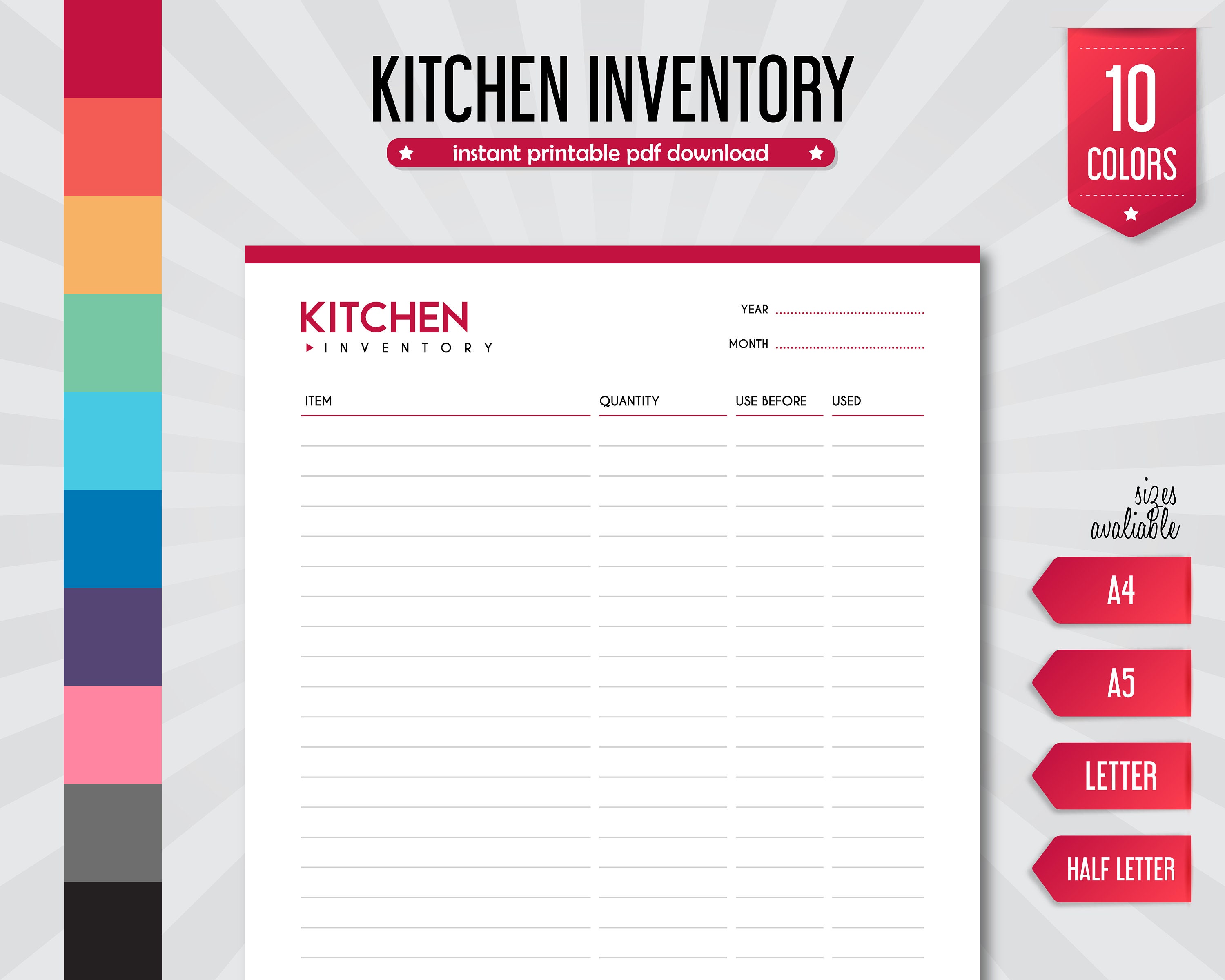 Kitchen Inventory, Food Spreadsheets, Refrigerator Sheets, Freezer ...