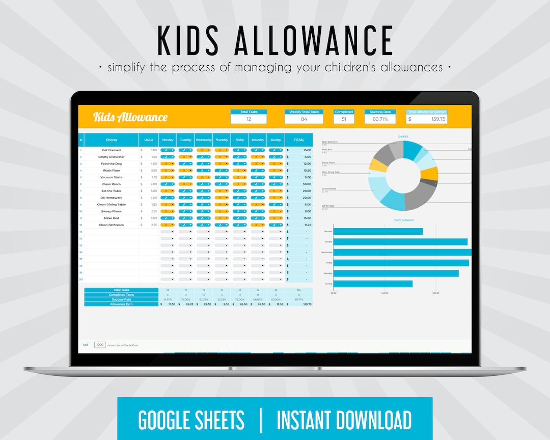 Kids Allowance, Money Tracker, Child Budget, Financial Planner, Child ...