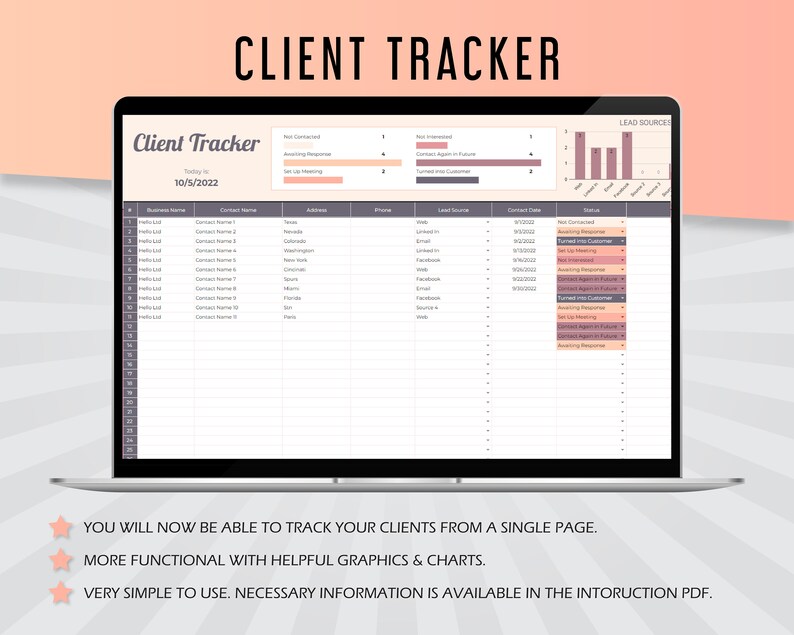 Client Tracker, Leads Tracker, Client Management, Client List, Leads ...