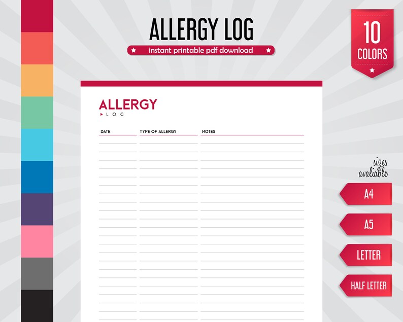 Allergy Tracker, Allergy Journal, Sensitivity Log, Reaction Tracker ...